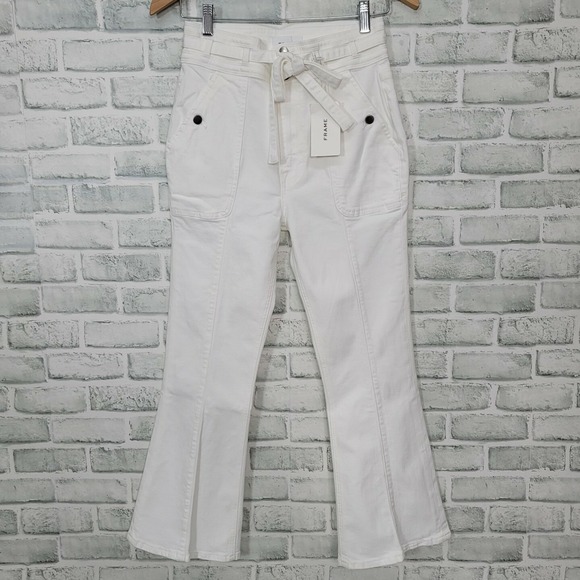 Frame Denim | Jeans | Frame Womens 27 Le Crop White Denim Flare Double ...